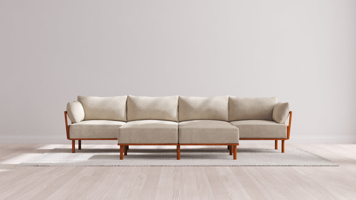 The Indoor Jack 4-Seater Sofa + Bench Ottoman in Balsa – Jackfruit