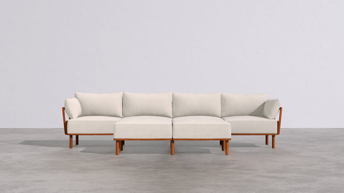 The Outdoor Jack 4-Seater Sofa + Bench Ottoman in Mousse – Jackfruit