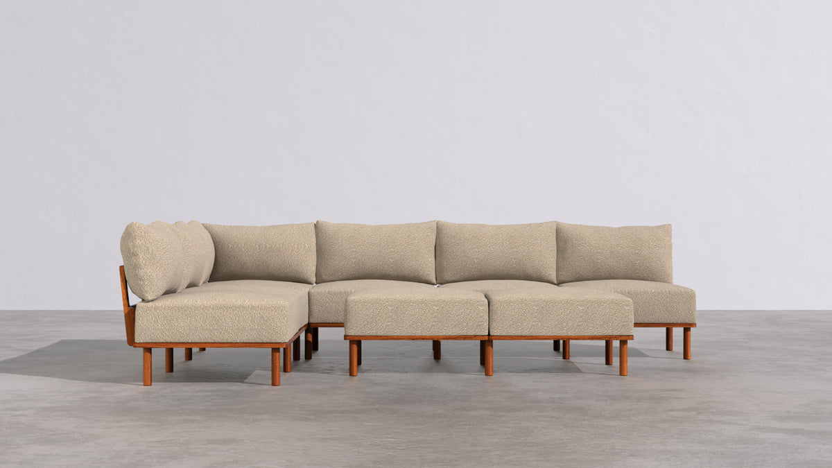 The Outdoor Jack 6-Seater Open-Ends Corner Sectional + Bench Ottoman i ...