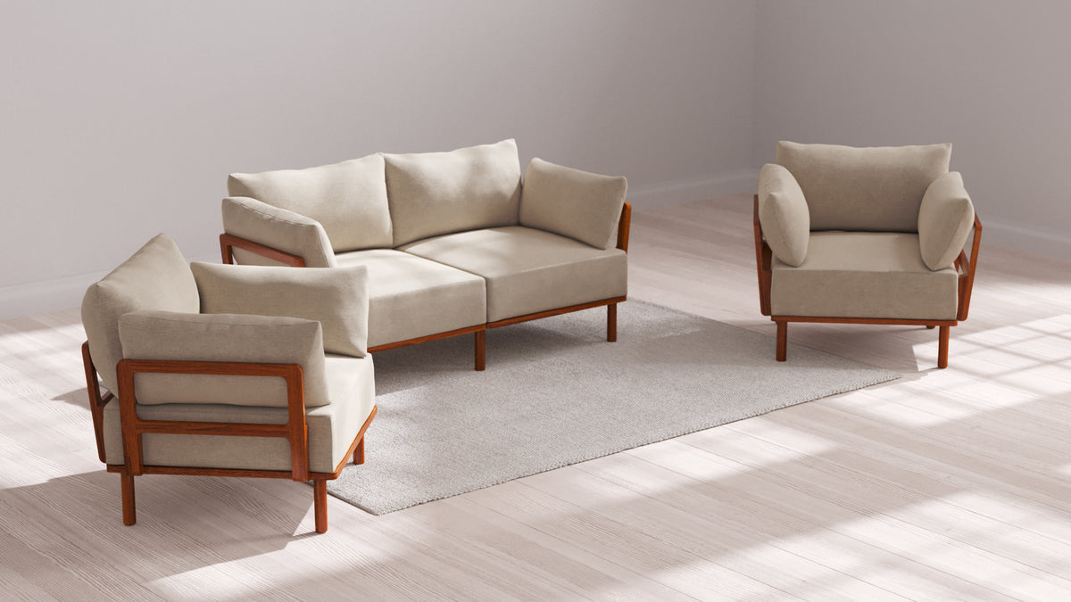 The Indoor Jack 2-Seater Sofa + Armchair Set in Balsa – Jackfruit